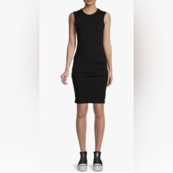 James Perse | Dresses | James Perse Sleeveless Black Dress Ruched Sides ...